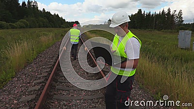 Engineer and Worker on Railway Track Stock Footage - Video of switches ...