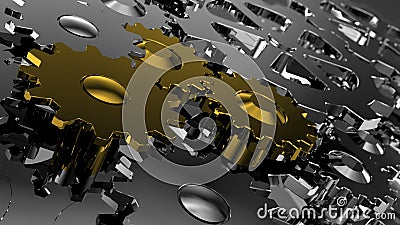 Engineered Mechanism with Rotating Parts and Connections. Inside an ...