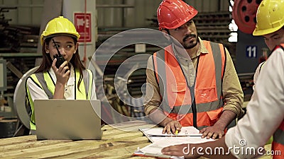 Engineering Team Meeting with Technician and Worker Operating. Teamwork ...