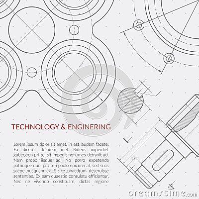 Engineering Vector Concept With Part Of Machinery Technical Drawing | CartoonDealer.com #84202598