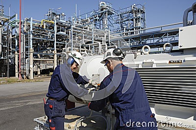 Engineers Inside Oil Refinery Stock Photography - Image: 2612552