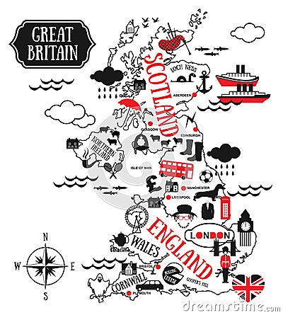 England Map Stock Vector - Image: 51915704