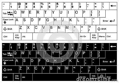English, Us White And Black Keyboard Layout Royalty Free Stock Images ...