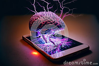 Enslaved By Thechnology. Smartphone Controling Human Brain. Mind ...