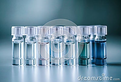 Scientific Research Laboratory Lab Vials Standing On A Gray Background ...