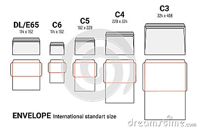 Envelope Diecut Template Size A4 A5 A10. Envelop Dimensions Paper ...