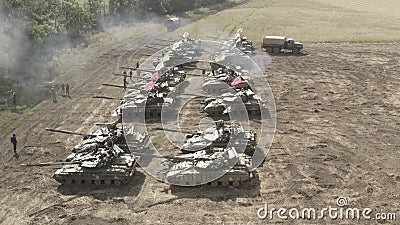 Epic Shot of Tanks Driving while Assaulting the Target and Exercise War ...