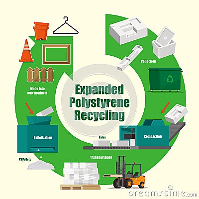 Illustrative Diagram Of How The Expanded Polystyrene Recycled Vector ...