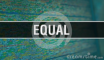 Equal With Binary Code Digital Technology Background. Abstract Background With Program Code And ...