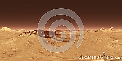 360 Equirectangular Projection Of Mars Sunset. Martian Landscape, HDRI ...