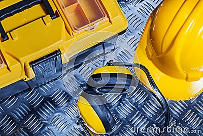 Eraphones Helmet Tool Box On Corrugated Sheet Of Metal Royalty-Free ...