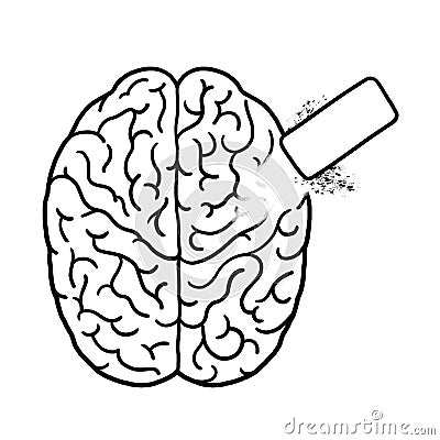 Erasing Human Brain Outline Illustration Royalty-Free Cartoon ...