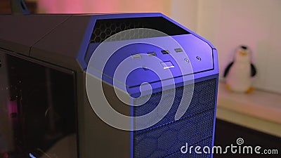 Gaming Pc Case with Perforated Front Panel. Sloping Top Panel with ...