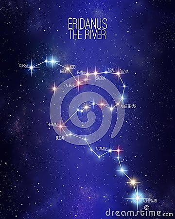 Eridanus The River Constellation On A Starry Space Background With The ...