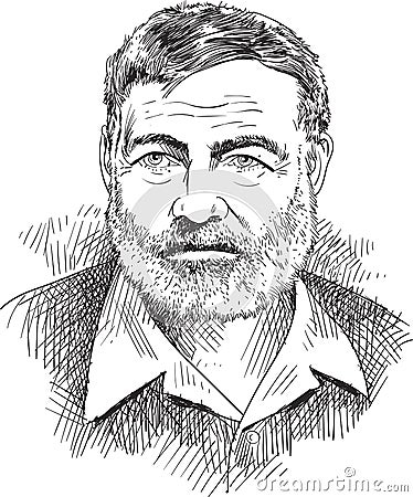 Ernest Hemingway Portrait, Vector | CartoonDealer.com #158888809