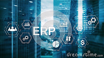 ERP System, Enterprise Resource Planning On Blurred Background ...