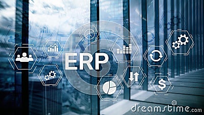 ERP System, Enterprise Resource Planning On Blurred Background Royalty ...