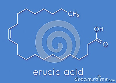 Erucic Acid Molecule. Monounsaturated Omega-9 Fatty Acid Found In Some ...