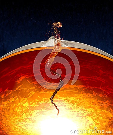 Erupting Volcano And Split The Earth Core Royalty-Free Stock ...