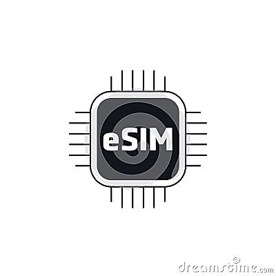ESIM Card Icon, Subscriber Identification Module Cartoon Vector ...