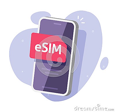 Esim Cell Phone Icon 3d Design Vector Or Electronic Embedded Sim Card ...
