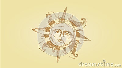 Esoteric Sun Doodle Composed with a Human Face Stock Video - Video of ...