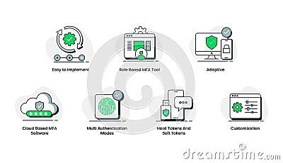 Essential Multi-Factor Authentication Icons Vector Illustration | CartoonDealer.com #293841082