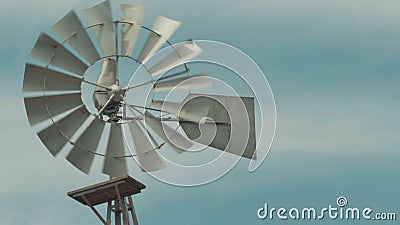 Old Fashioned Windmill / Wind Mill Spinning in the Wind. Stock Video ...