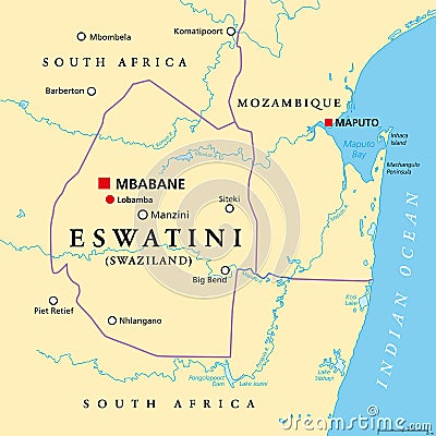 Eswatini, Formerly Named Swaziland, Political Map Cartoon Vector ...