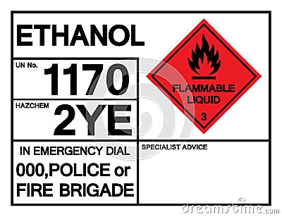 Ethanol UN1170 Symbol Sign, Vector Illustration, Isolate On White ...