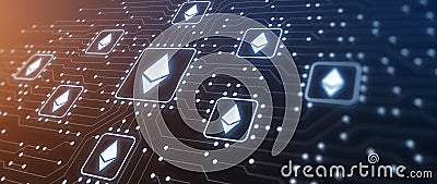 Ethereum Crypto Currency And Blockchain Illustration With ETH Diamond ...