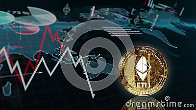 Ethereum ETH Cryptocurrency Golden Rotating Coin on Chart Loop Stock Video - Video of growing ...