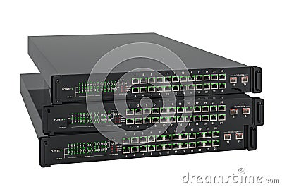 Ethernet Switch, Blades. Network Hubs. 3D Rendering Royalty-Free Stock ...
