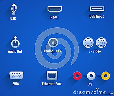 Ethernet Video Ports Signs And Symbols Cartoon Vector | CartoonDealer ...