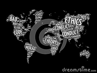Ethics Word Cloud In Shape Of World Map, Concept Background Royalty ...