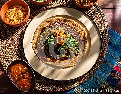 Ethiopian Injera Platter With Lentils And Stew Stock Photography ...