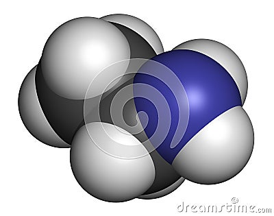 Ethylamine Organic Base Molecule. 3D Rendering. Atoms Are Represented ...