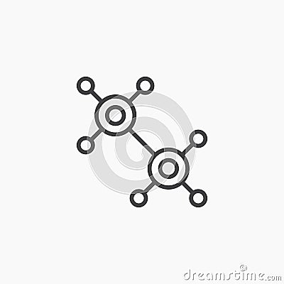 Ethylene Moleculeline In Thin Line Black Color. Flat Simple Vector ...