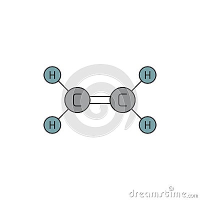 Ethylene Molecule Structure Vector Icon Symbol Isoalted On White ...