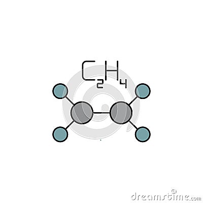 Ethylene Molecule Structure Vector Icon Symbol Isoalted On White ...