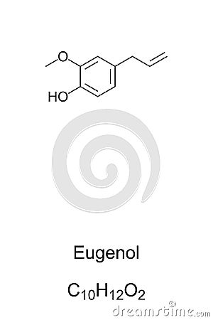 Eugenol, Clove Odor, Chemical Structure And Formula Cartoon Vector ...