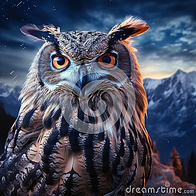 Eurasian Eagle Owl, Bubo Bubo Made With Generative AI Illustration ...