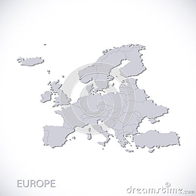 Europe Map Gray. Vector Political With State Borders Royalty-Free Stock ...