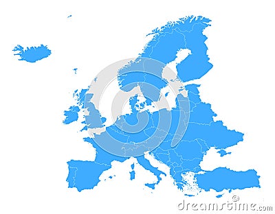 Europe Simple Vector Blue Map | CartoonDealer.com #134217609