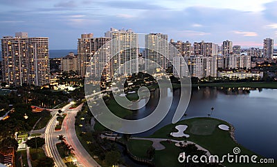 Miami Skyline and Dock stock photo. Image of coastline - 17657184