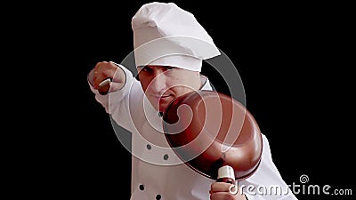 Evil Chef Holds the Kitchenware As a Weapon. Concept Idea for a Funny ...