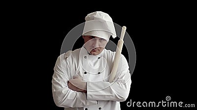 Evil Chef Holds the Kitchenware As a Weapon. Concept Idea for a Funny ...