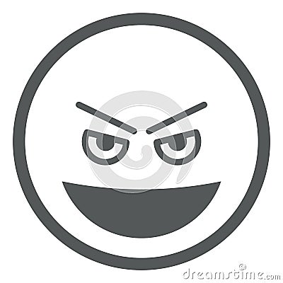 Evil Grin Face Icon. Wicked Smiling Emoji Cartoon Vector ...