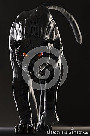 Evil Looking Cyborg Black Panther With Red Glowing Eyes Royalty-Free ...
