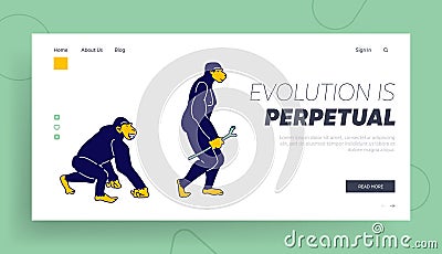 Evolution, Human Development Process Website Landing Page. Monkey ...
